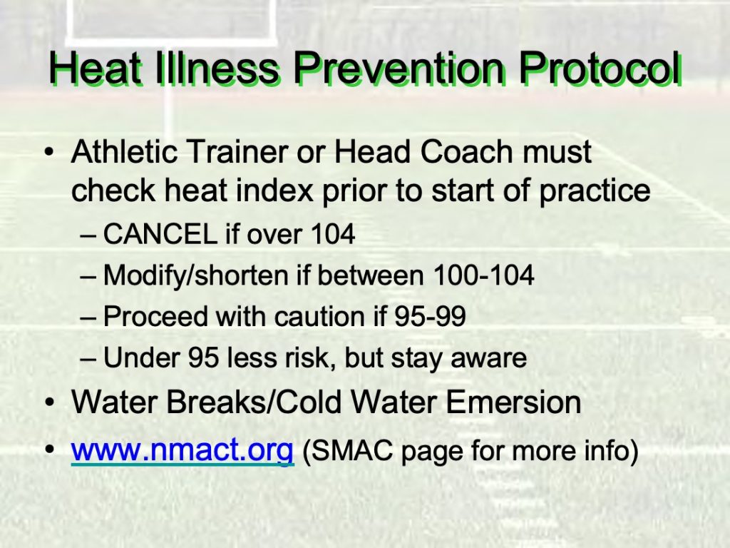 NMAA HEAT ILLNESS PREVENTION PROTOCOL – NMAA