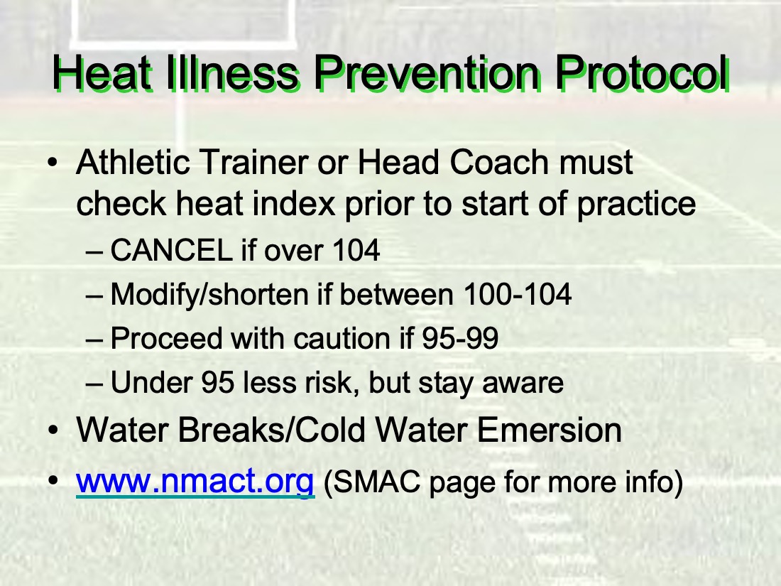 NMAA HEAT ILLNESS PREVENTION PROTOCOL – NMAA